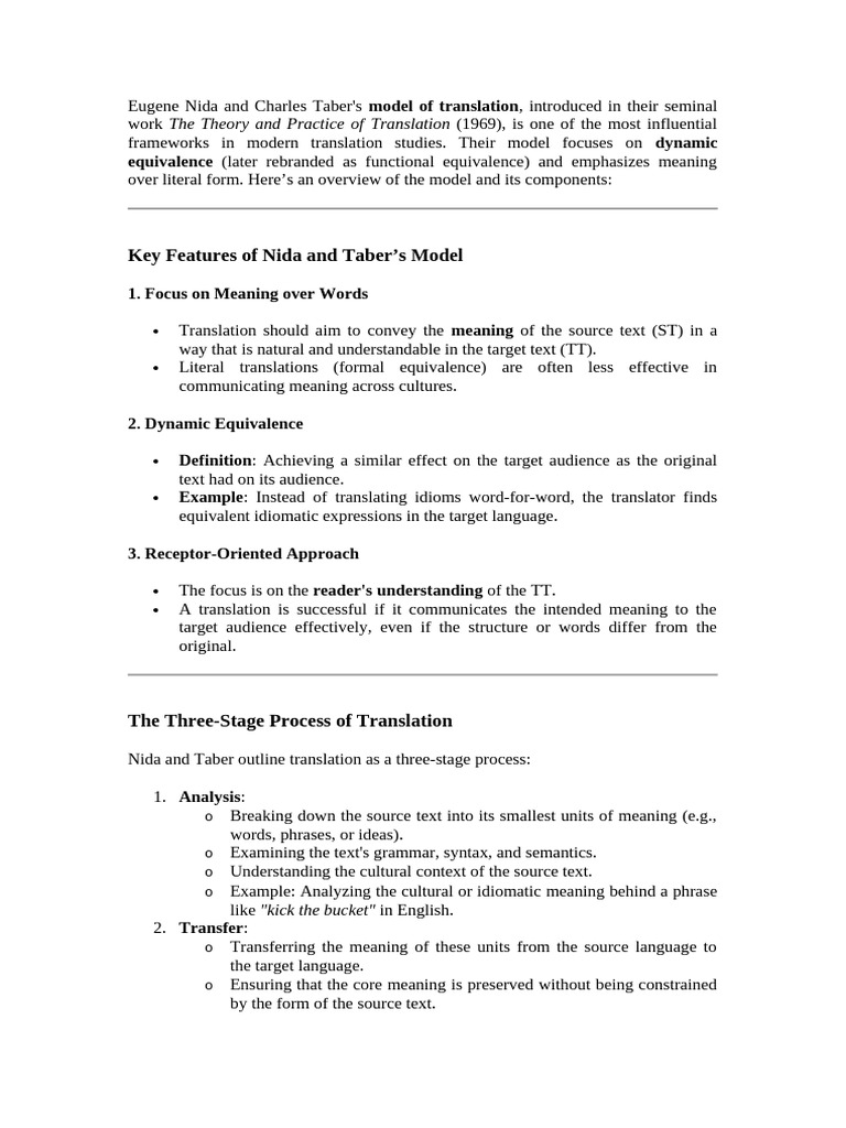 Eugene Nida and Charles Taber | PDF | Translations | Semantics