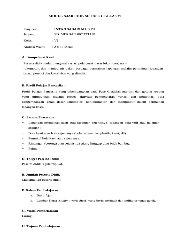 Bukti Karya Modul Ajar Intan Sabariah | PDF