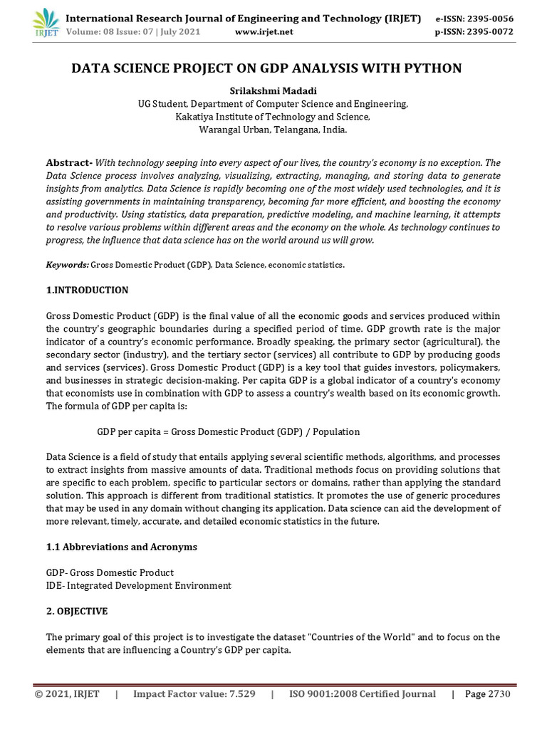 GDP Analysis Using Data Science in Python | PDF | Gross Domestic Product | Data Science