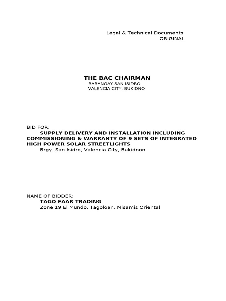 Award of Solar Streetlights Contract | PDF | Surety