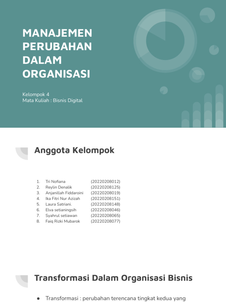 Manajemen Perubahan Dalam Organisasi - Kel 4 Bisdig | PDF