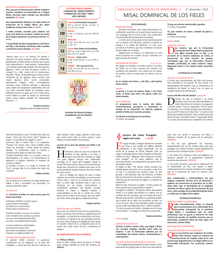 Inmaculada Concepción | PDF | María, madre de Jesús | eucaristía