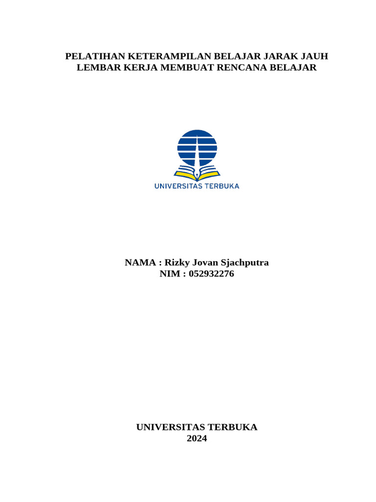 Lembar Kerja Rencana Belajar Jovan | PDF