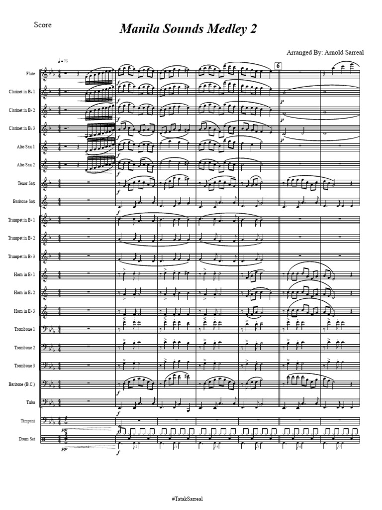 Manila Sound Medley 2 | PDF | Saxophone | Elementary Organology