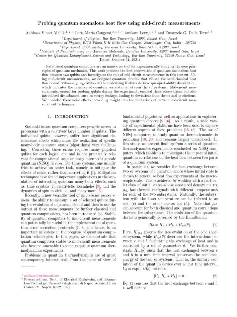 Probing Quantum Anomalous Heat Flow Using Mid-Circ | PDF | Quantum ...