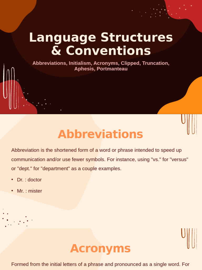 Language Abbreviations & Conventions | PDF