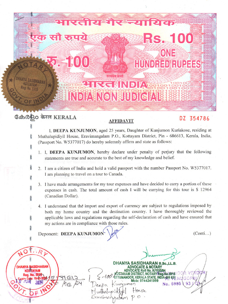 Cash Declration PDF | PDF