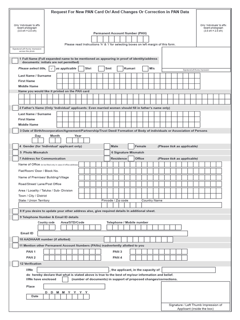 form-for-pan-card-correction | PDF | Identity Document | Access Control form-for-pan-card-correction | PDF | Identity Document | Access Control