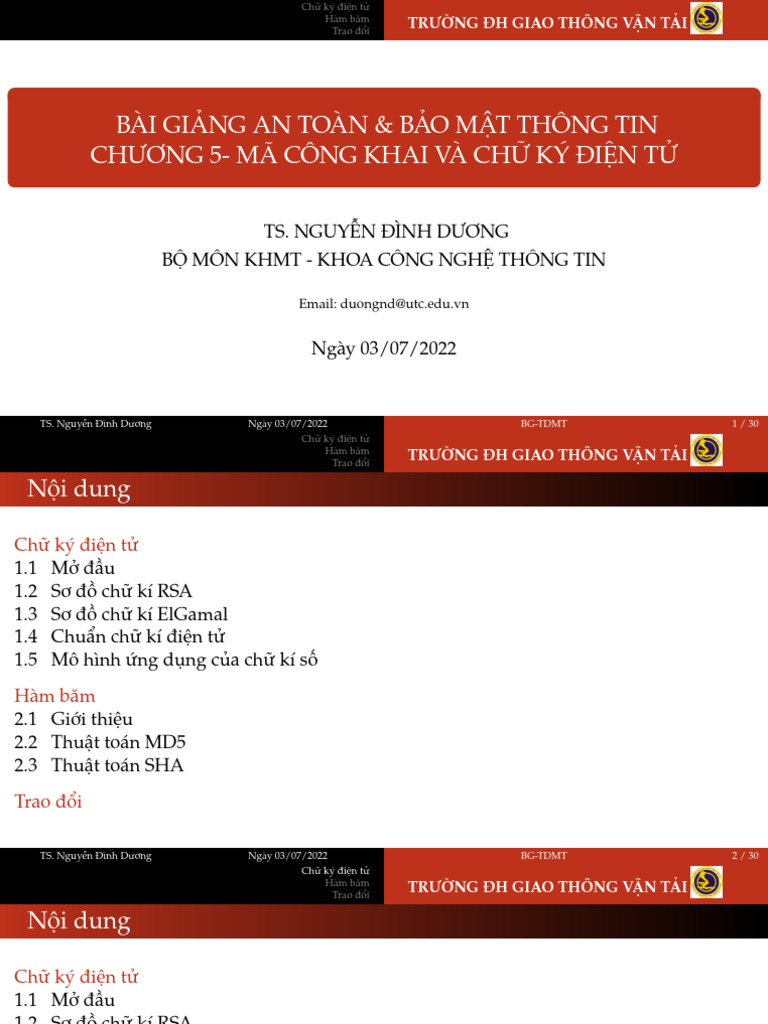 Slide c5 Chu Ki Dien Tu Handout | PDF