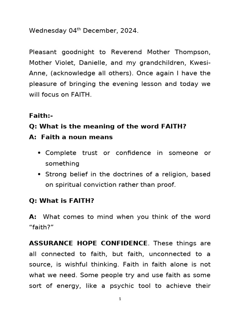 Faith the Lesson | PDF | Faith | Jesus