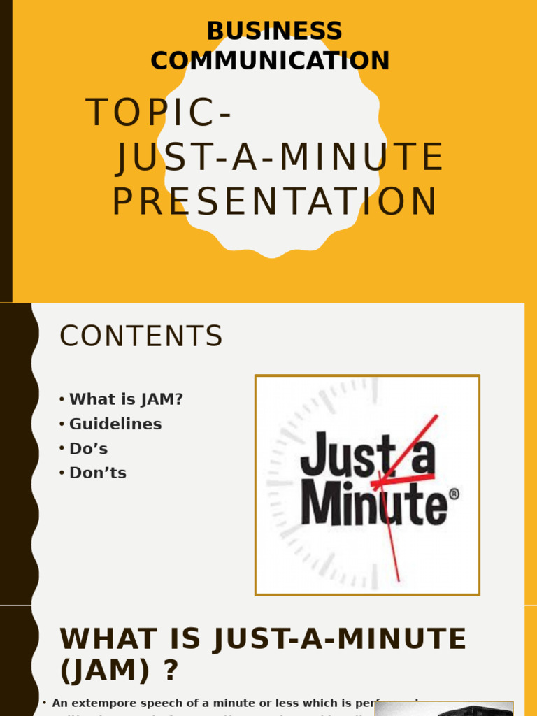 Just-a-Minute Presentation Guide | PDF | Speech | Cognition