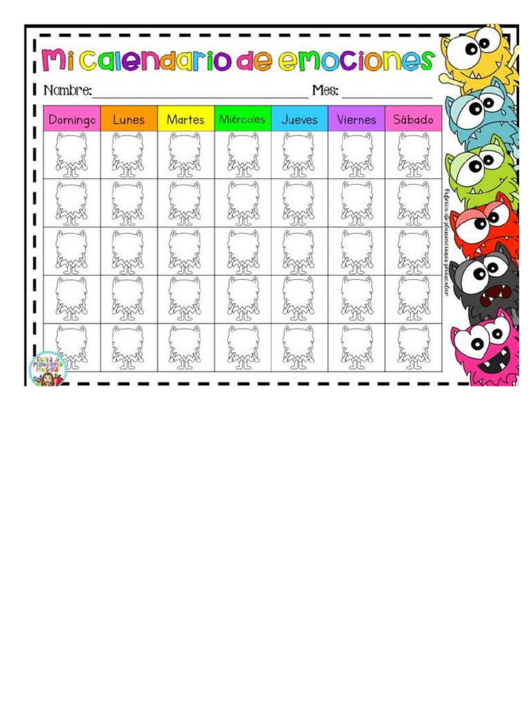 MI CALENDARIO DE EMOCIONES | PDF