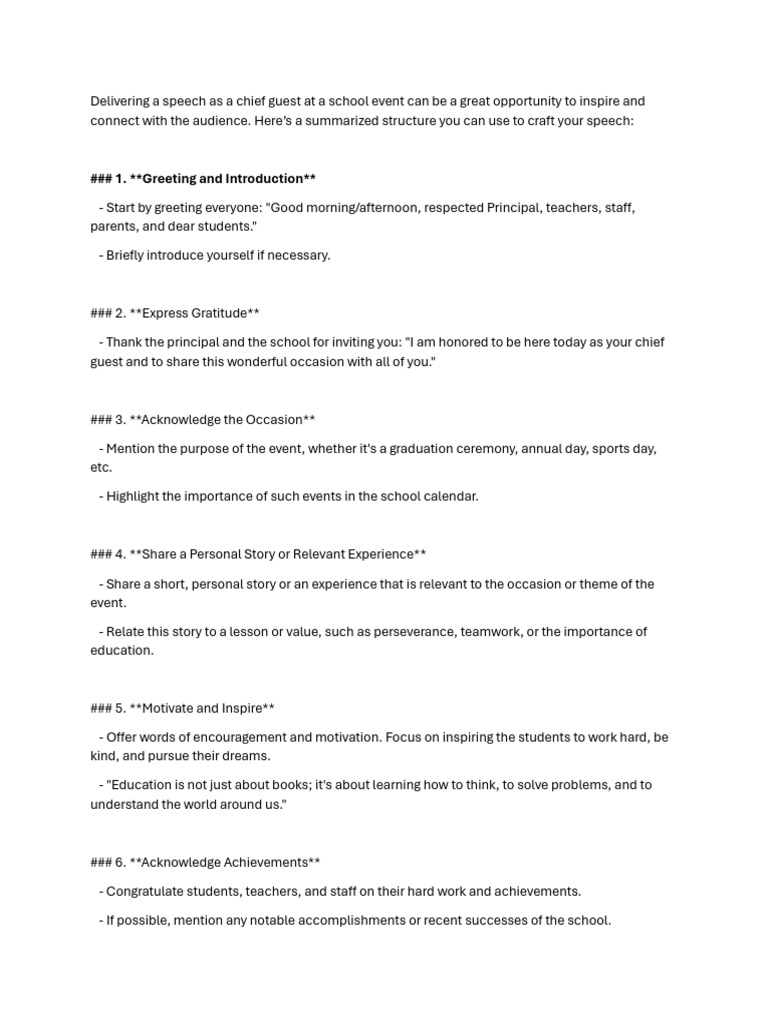 Chief Guest Speech-Sample | PDF