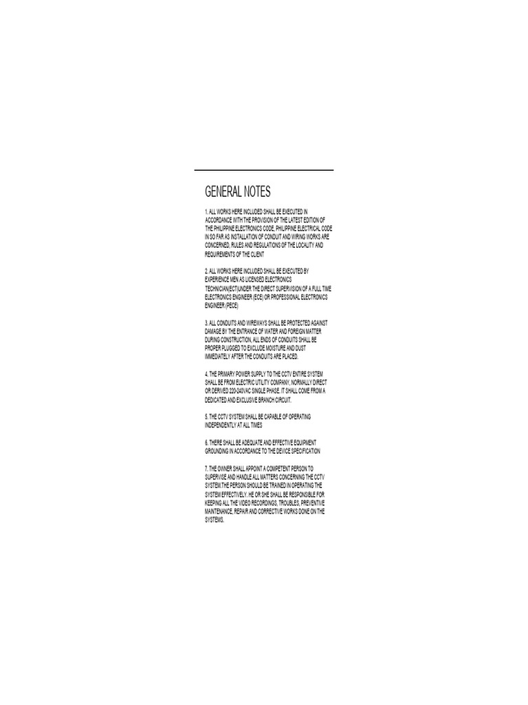 CCTV GENERAL NOTES | PDF
