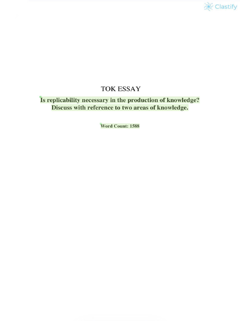 Essay Example - Replicability (9:10) | PDF