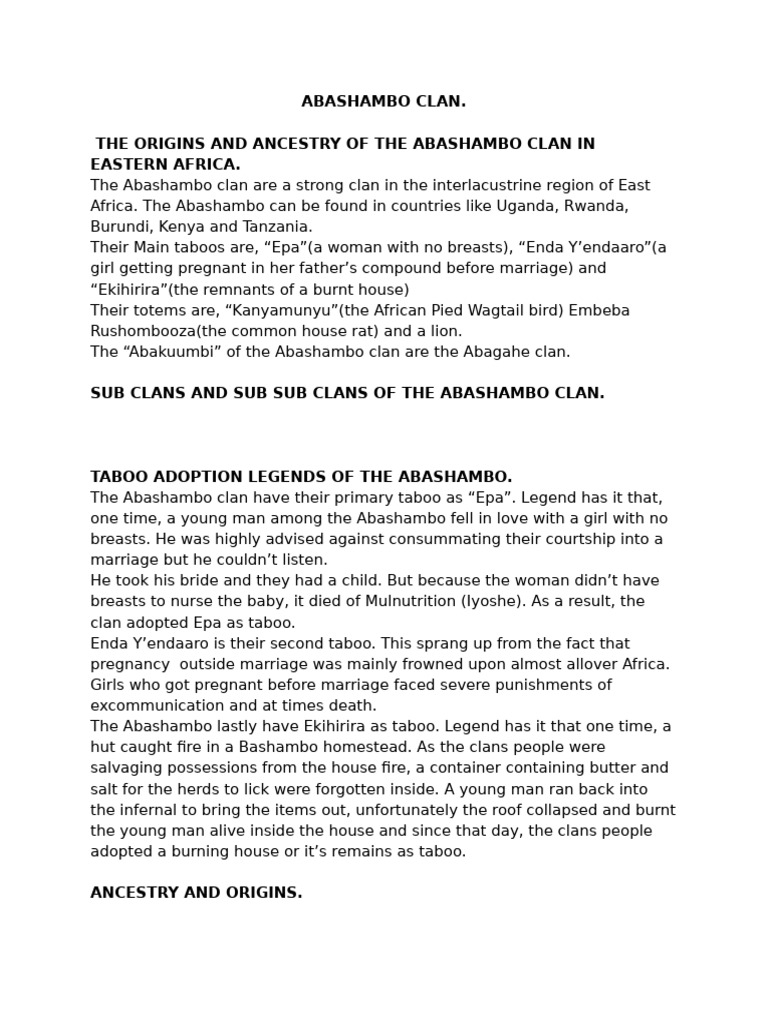 Origin and Ancestry of The Abashambo Clan. | PDF