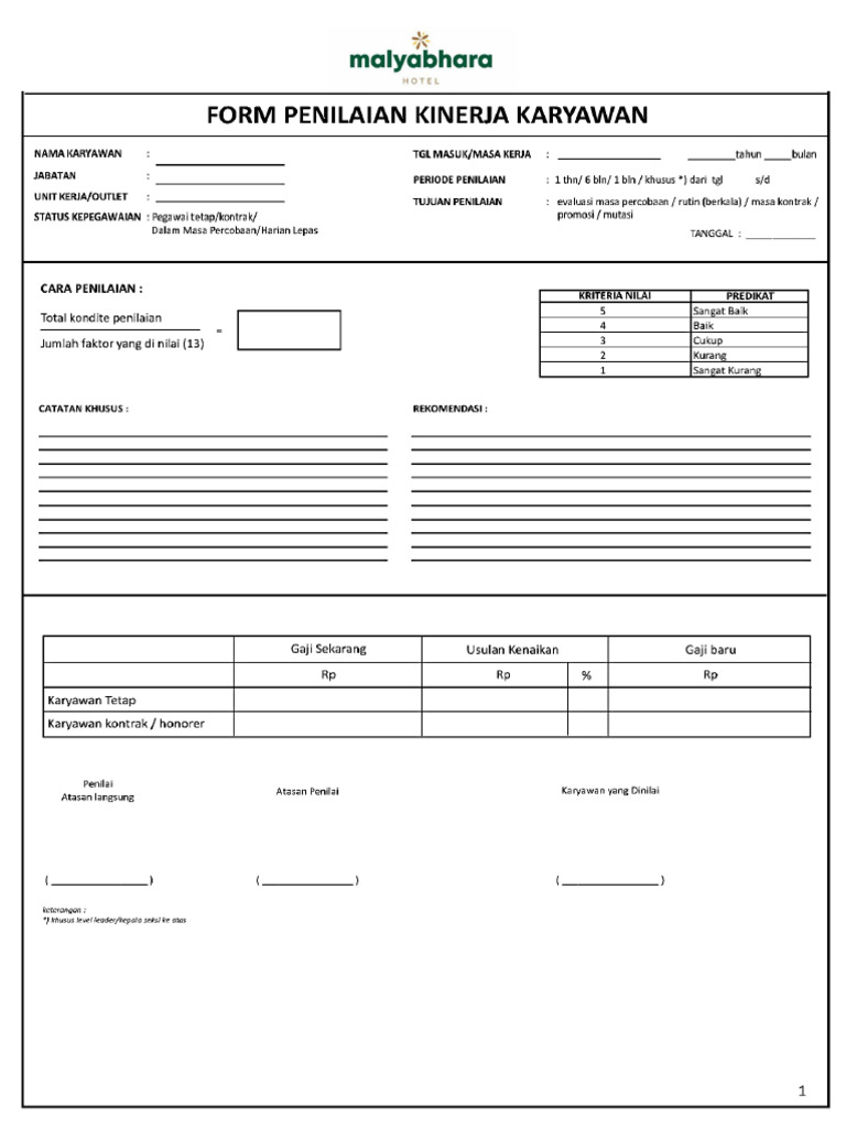 Form Penilaian DW | PDF