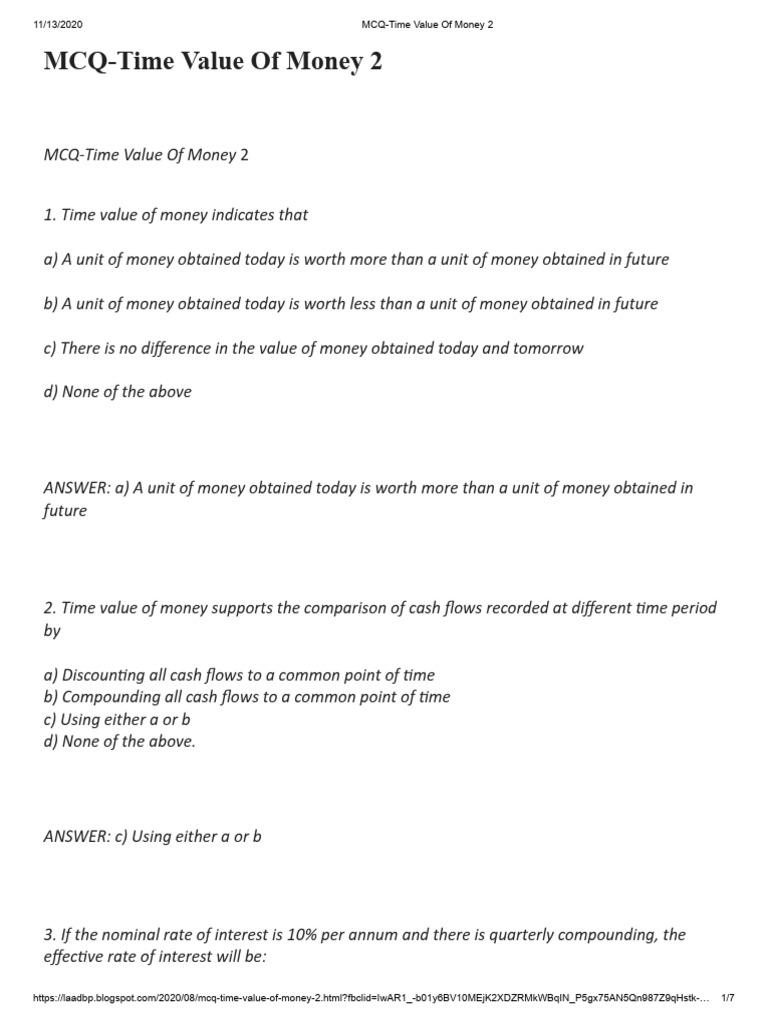 MCQ-Time Value of Money 2 | PDF | Interest | Time Value Of Money