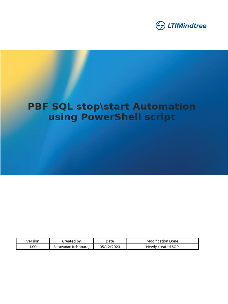 PBF SQL Stop-Start Automation | PDF | Microsoft Sql Server | Microsoft Windows