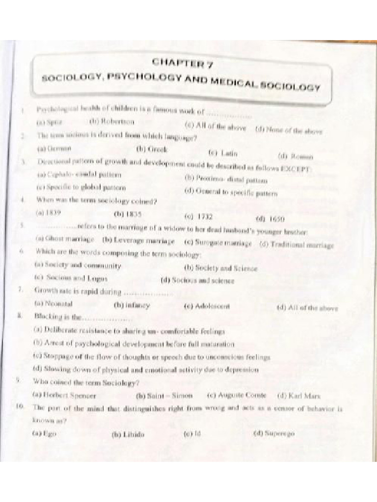 Behavioral Science Mcq | PDF