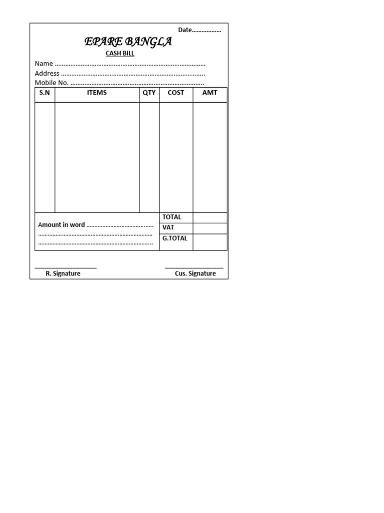 Saurav Bill Format | PDF