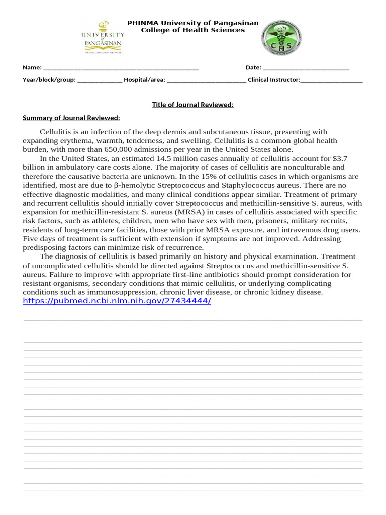 Understanding Cellulitis: Diagnosis & Treatment | PDF | Medical ...