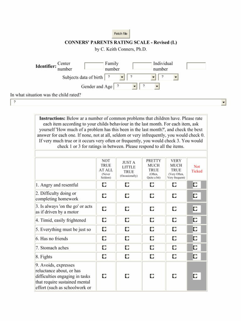 Conner Adhd Scale Revised | PDF