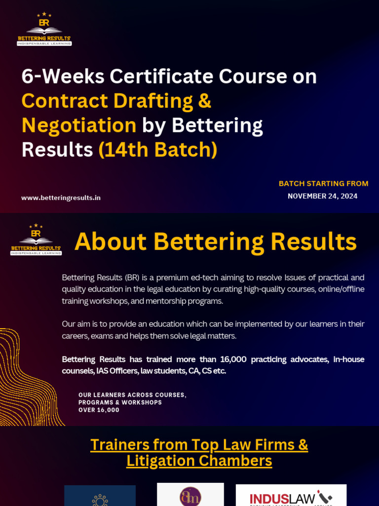 Online Certificate Course On Contract Drafting and Negotiation | PDF ...