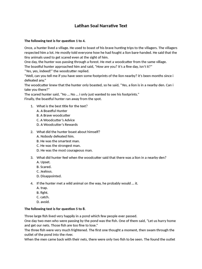 Latihan Soal Narrative Text | PDF | Mouse | Hunting