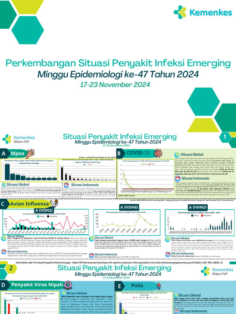 Perkembangan Situasi Penyakit Infeksi Emerging Minggu Epidemiologi Ke - 47 Tahun 2024 | PDF