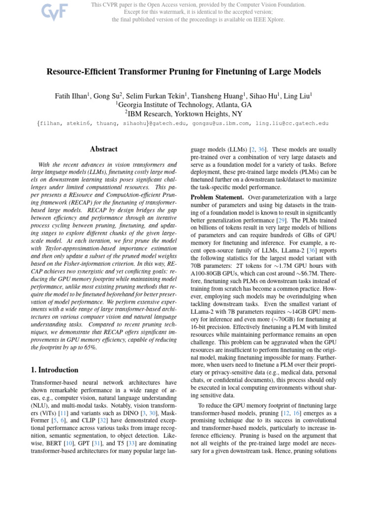 Ilhan Resource-Efficient Transformer Pruning for Finetuning of Large ... Ilhan Resource-Efficient Transformer Pruning for Finetuning of Large ...