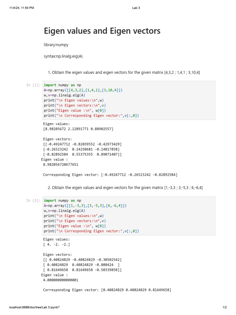 Eigen Computation with NumPy | PDF | Functional Analysis | Algorithms