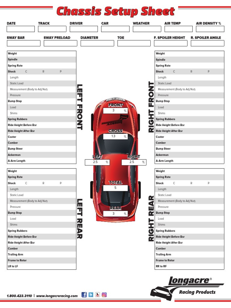 Longacre-Chassis-Setup-Form | PDF | Automotive Technologies | Motor Vehicle