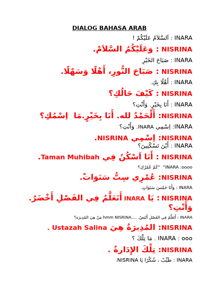 Dialog Bahasa Arab | PDF