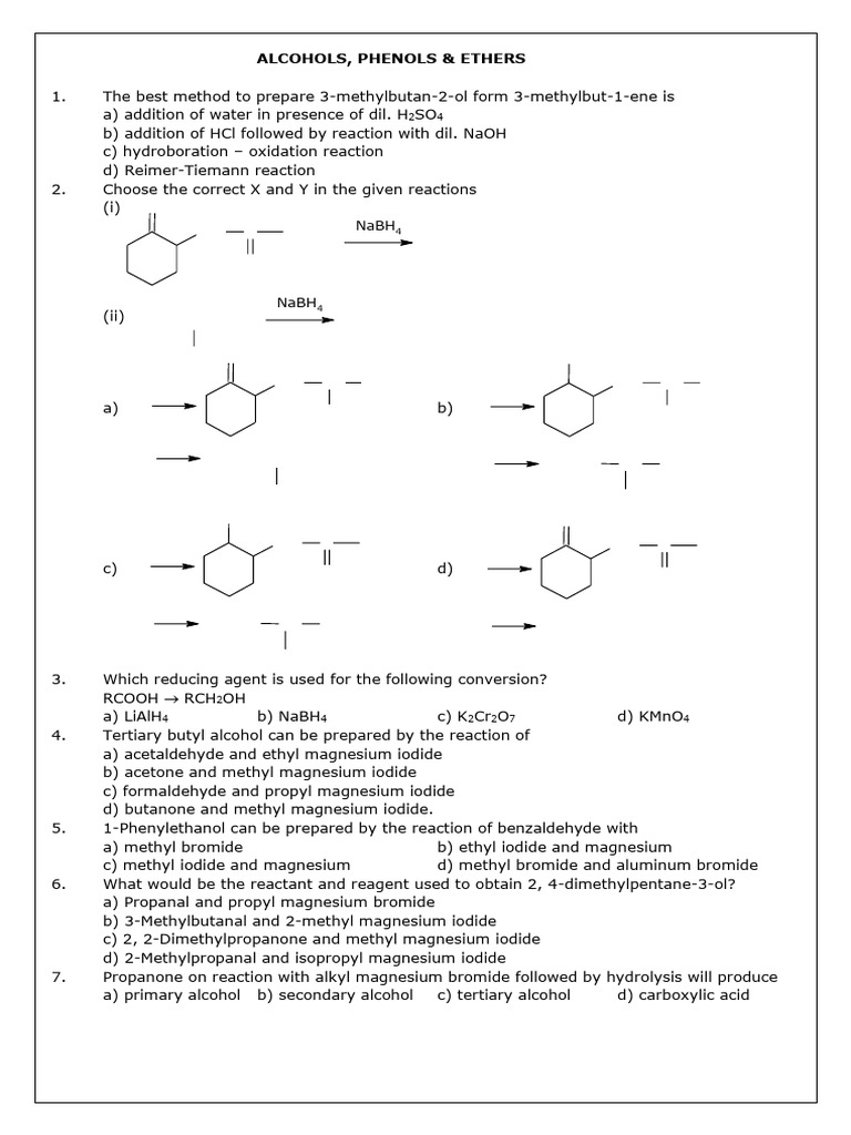 Alcohols, Phenols & Ethers Cr1 | PDF | Ether | Methyl Group