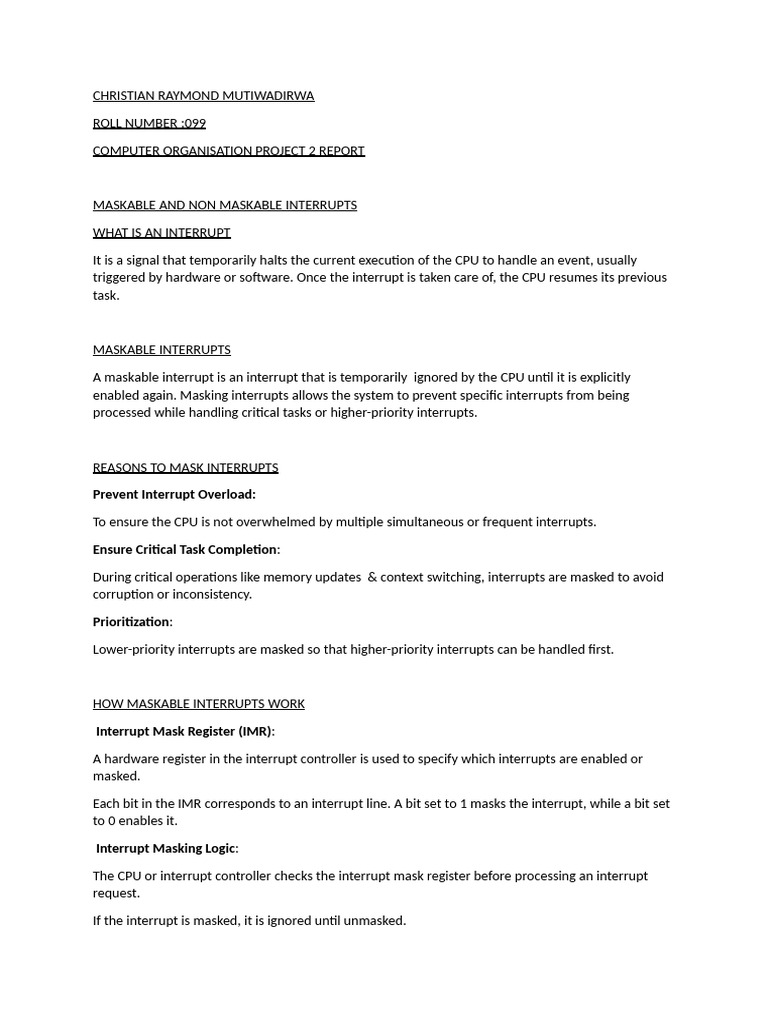 MASKED AND UNMASKED INTERRUPTS | PDF | Central Processing Unit | System ... MASKED AND UNMASKED INTERRUPTS | PDF | Central Processing Unit | System ...