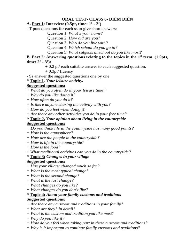 Oral Test Pdf