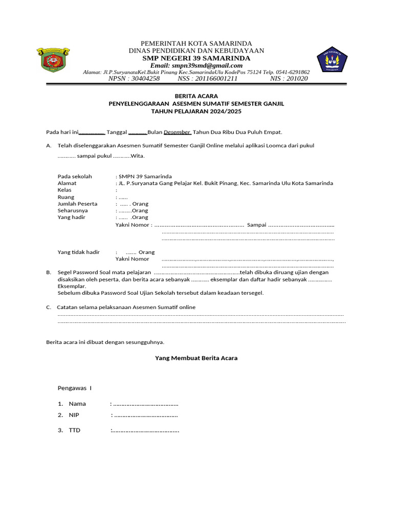 Berita Acara Asg 2024 | PDF