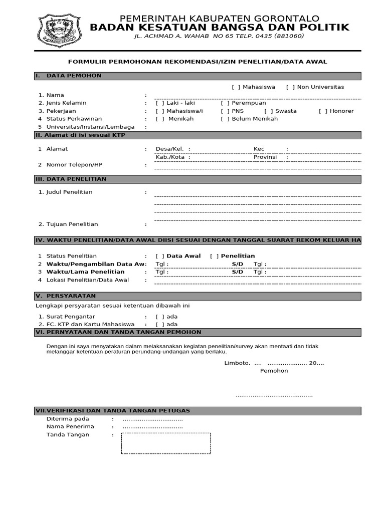 FORMULIR PERMOHONAN Baru 2022 | PDF