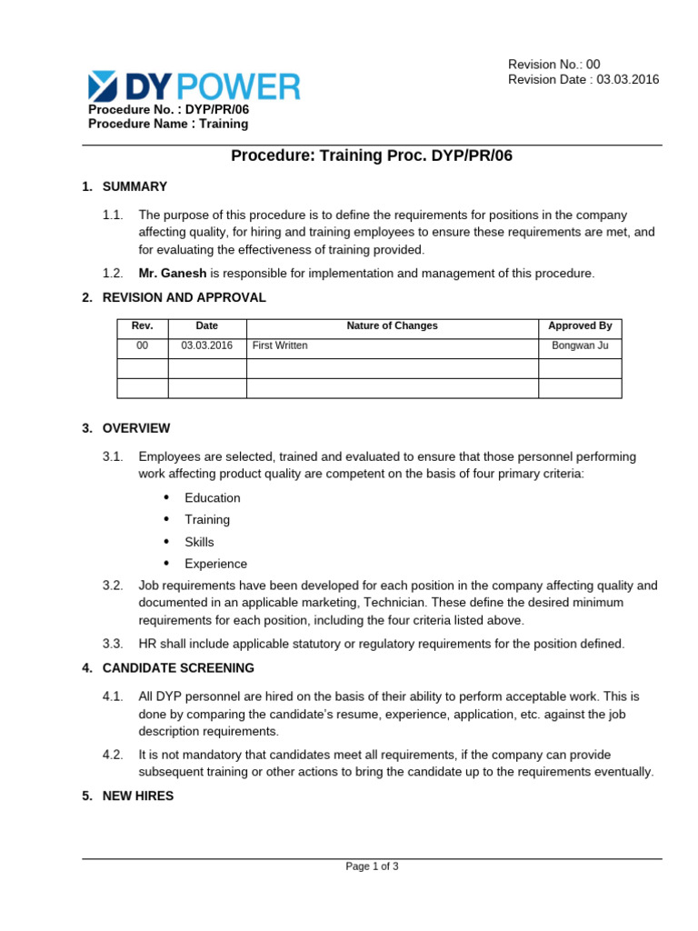 4.Procedure Training | PDF | Audit | Evaluation