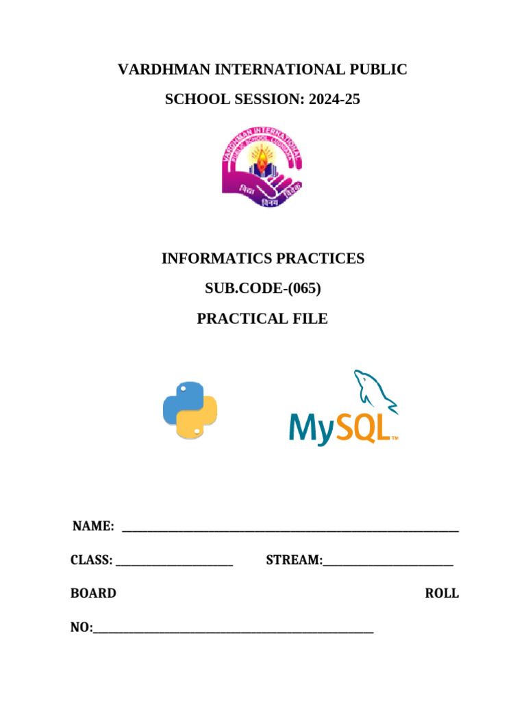 Class 12 Informatics Practices File | PDF