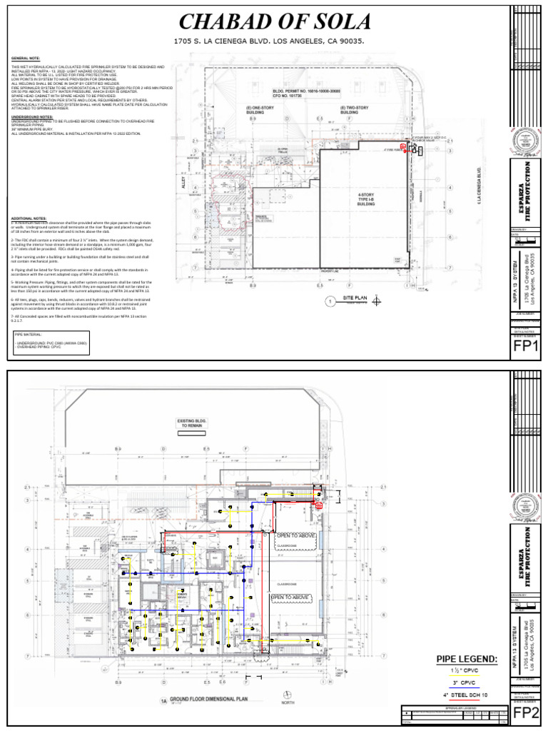 Plans La Cinega | PDF | Fire Sprinkler System | Pipe (Fluid Conveyance)