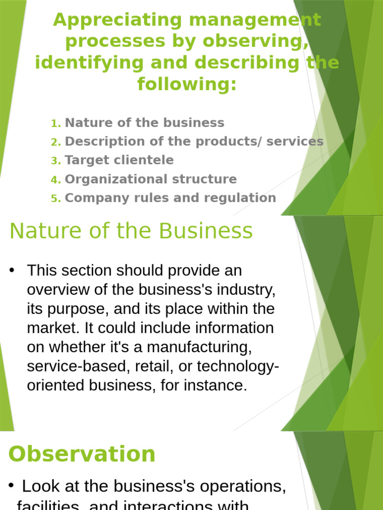 Appreciating Management Processes by Observing, Identifying and | PDF ...