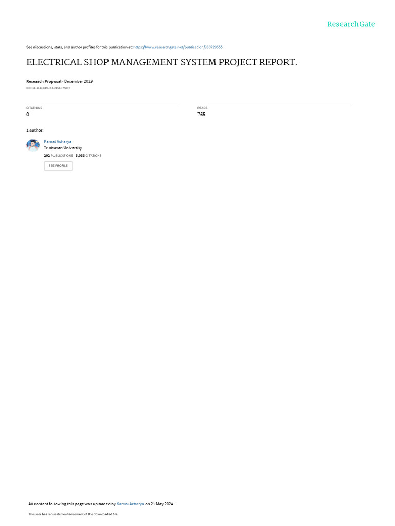 Electrical Shop Management System Project Report | PDF | Software ...