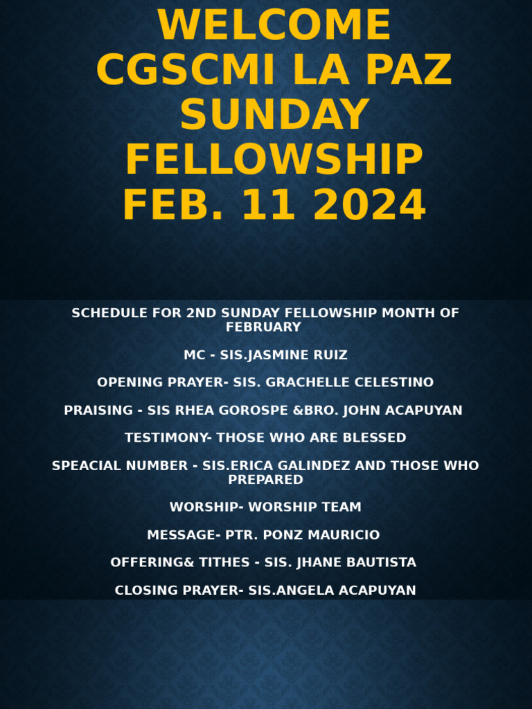Sunday Fellowship | PDF | Prayer