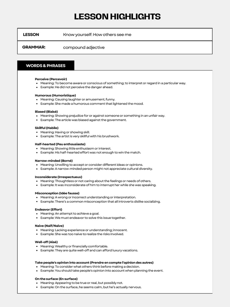 Lesson Highlights | PDF
