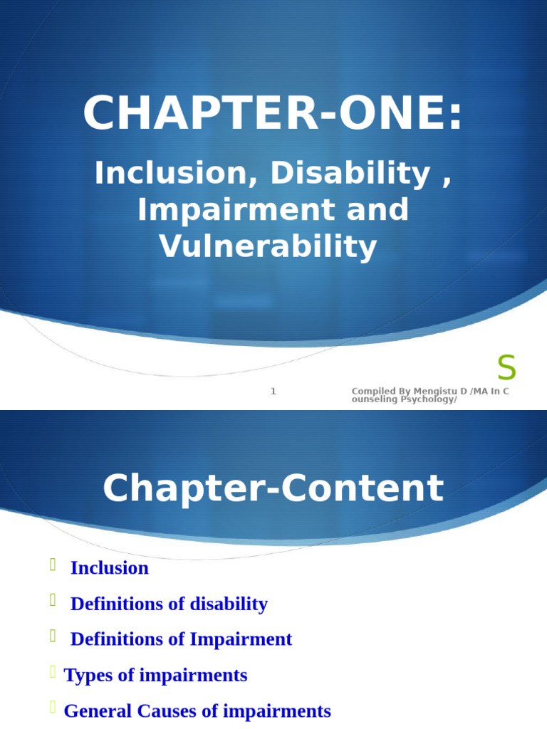 Chapter One Introduction To Inclusiveness 2016 | PDF | Disability | Vulnerability