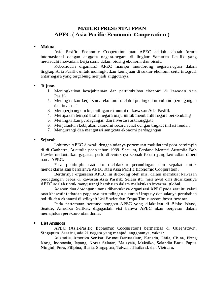 Peran Indonesia dalam APEC | PDF