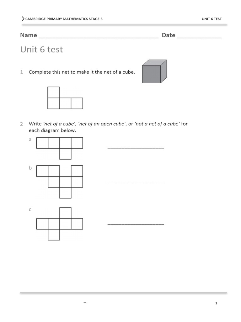 Prim Maths 5 2ed TR Unit 6 Test | PDF
