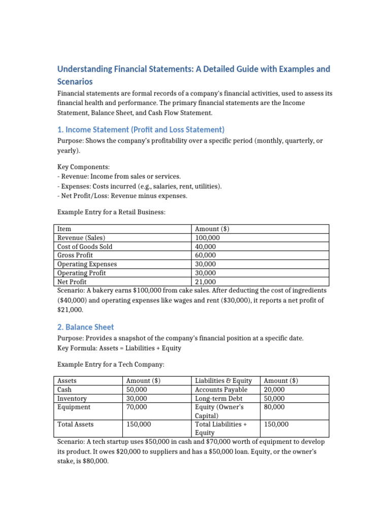 Financial Statements Guide | PDF | Expense | Equity (Finance)